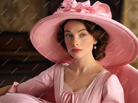 Premium Ai Image A Woman In A Pink Dress And Hat