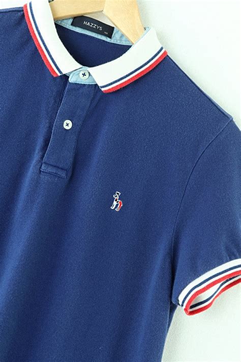 L 헤지스 반팔 카라 티셔츠 블루 파랑 면혼방 아 세컨웨어