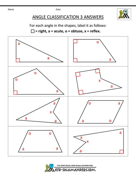 Triangles Worksheet 4th Grade