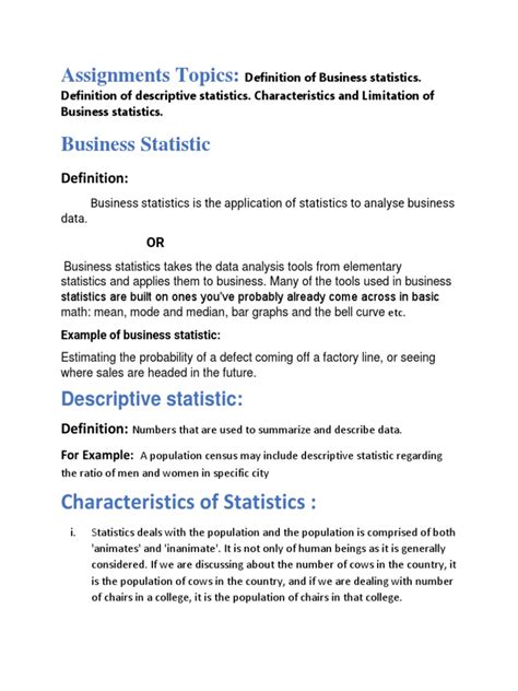 Business Statistic Assignment Pdf Statistics Descriptive Statistics