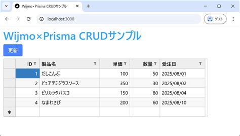 Prisma×next Jsでmysqlと連携するweb Apiを作成してwijmoでcrud処理を行う Mescius Devlog メシウス株式会社