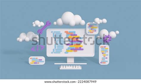 Minimal Desktop Coding Symbols Programming Windows Stock Illustration