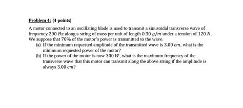 Solved Problem 4 4 Points A Motor Connected To An
