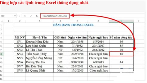 tổng hợp các lệnh trong excel thông dụng nhất