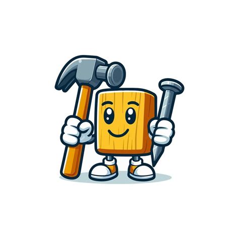 Premium Vector Cute Hammer Holding Nail Cartoon Vector Icon Illustration Tool Object Icon
