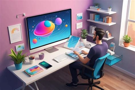 Premium Photo Floating Digital Canvas Flat Vector Illustration For 3d
