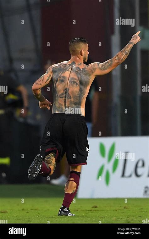 Pasquale Mazzocchi Of US Salernitana Celebrates After Scoring First
