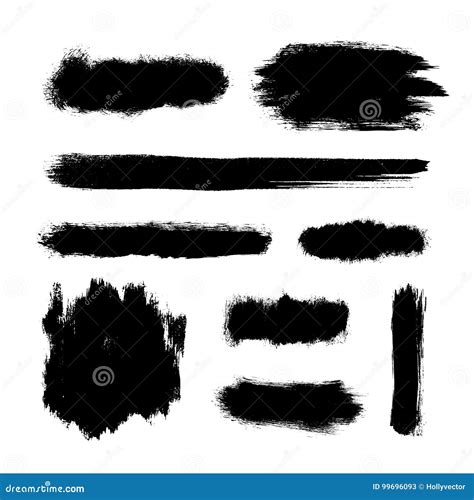 Brush Strokes Set Black Hand Paint Streaks Stock Vector Illustration