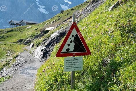 Sign Danger Of Rockslide Pass Through Trail Quickly Mannlichen To