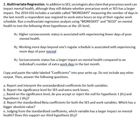 Solved Coefficients A Standardized Coefficients Beta T Sig