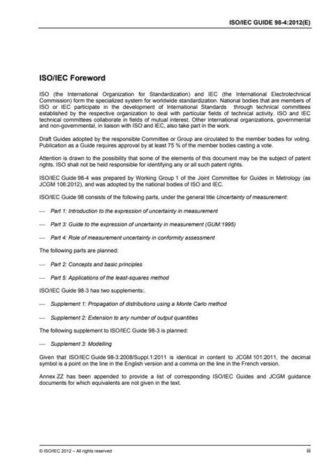 ISO IEC Guide Uncertainty Of Measurement Part Role Of Measurement Uncertainty In