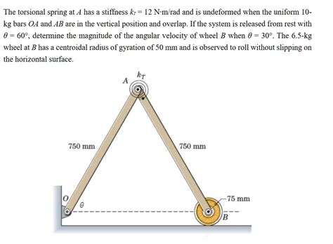 The Torsional Spring At A Has A Stiffness Kt 12 N· M Rad And Is Undeformed When The Uniform 10