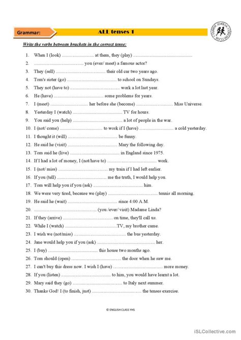 All Verb Tenses Exercise Esl Worksheet By Uaui