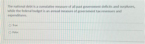 Solved The National Debt Is A Cumulative Measure Of All Past