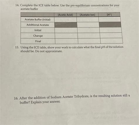 Solved 4 Record The Ph Of Each Buffer Before And After The