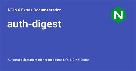 Digest Authentication For NGINX NGINX Extras Documentation
