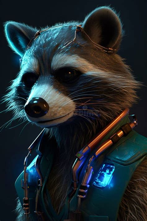 Futuristic Technologies Of Cyberpunk Raccoon Stock Photo Image Of Cultures Wild