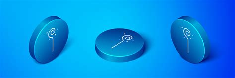 파란색 배경에 격리 된 등색 매직 직원 아이콘 마법의 지팡이 홀 스틱 막대 파란색 원 버튼입니다 벡터 3차원 형태에 대한 스톡 벡터 아트 및 기타 이미지 Istock