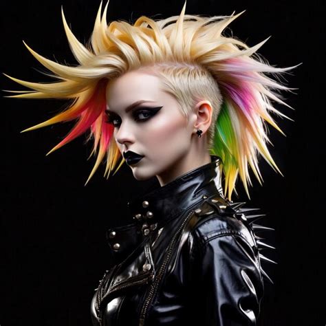 Punk Goth Woman With Spiky Blond Hair Premium Ai Generated Image