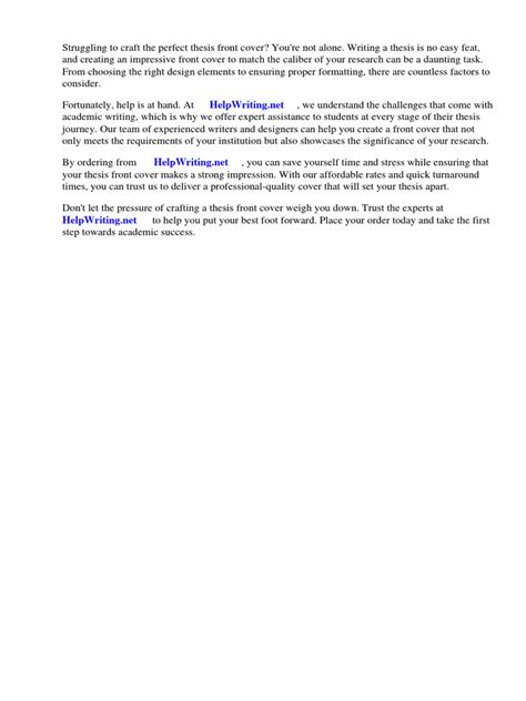 Sample Thesis Front Cover Pdf Thesis Written Communication