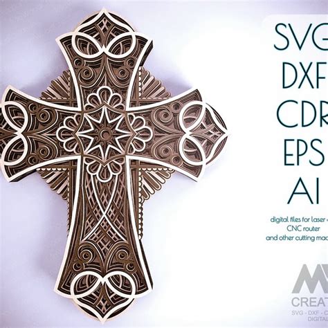 Laser Layered Cross File Etsy
