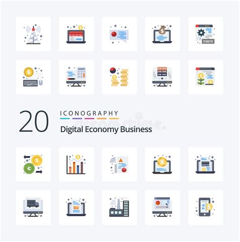 20 Digital Economy Business Flat Color Icon Pack Like Card Economy