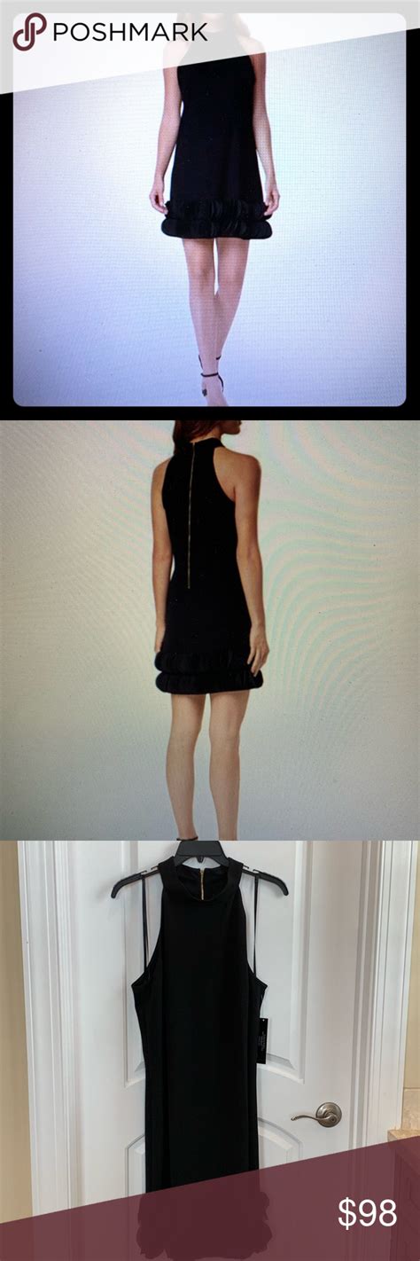 Tahari Asl Crepe Scalloped Hem Halter Dress