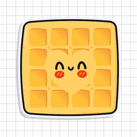 Premium Vector Cute Funny Waffles Sticker Vector Hand Drawn Cartoon