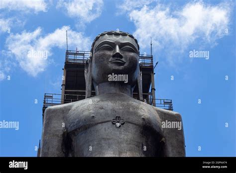 Closeup Of Face Of 108 Ft Jain Idol Of Rishabhdev Bhagwan Believed To Be The First Tirthankara