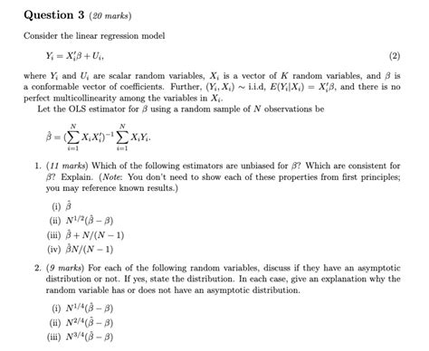 Consider the linear regression model Yi Xiβ Ui Chegg