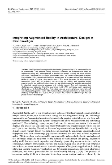 Pdf Integrating Augmented Reality In Architectural Design A New Paradigm