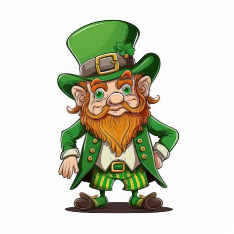 Cartoon Leprechaun With Red Orange Beard And Green Top Hat Generative