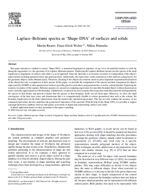 pdf laplace beltrami spectra as shape dna of surfaces and solids