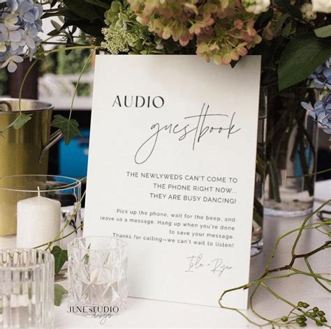 Audio Guest Book Sign Template Modern Minimalist Wedding Voicemail