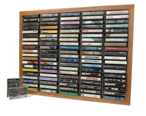 360 Degree Rotating Cassette Tape Storage Rack Tower Rustic Burnt