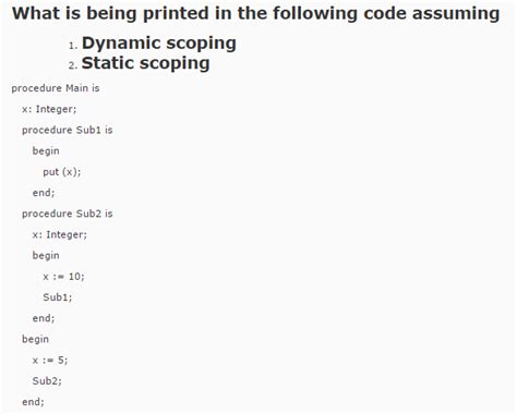 Dynamic Scoping And Static Scoping Stack Overflow