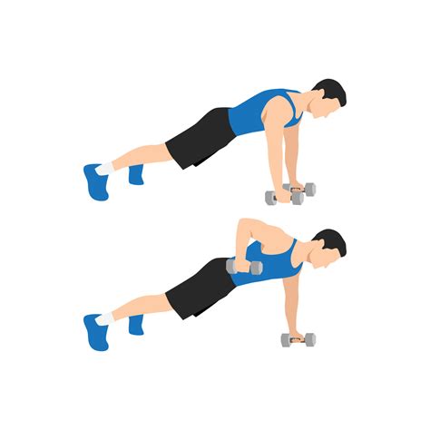 Man Doing Renegadealternating Plank Commando Rows Exercise Flat