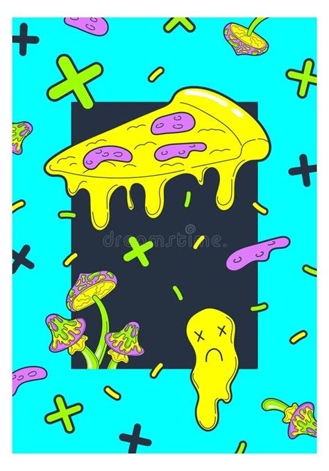 Psychedelic Poster In Retro Hippie Style Groovy Acid Cover Stock