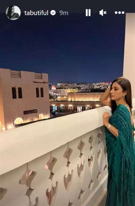 Tabu Poses On The Terrace Looking Ethereal In A Green Saree Meanwhile