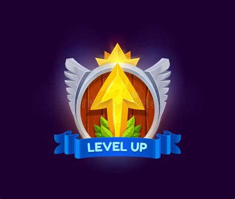 Level Up Award Badge Or Reward Icon Game Asset Stock Illustration