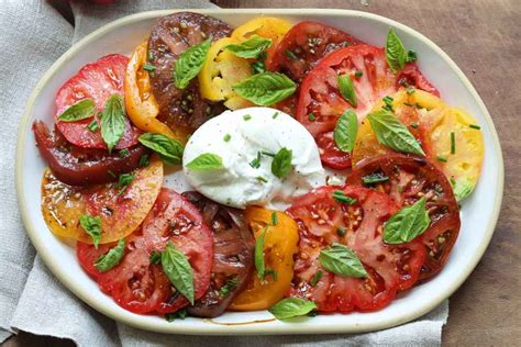 Burrata Caprese Salad With Heirloom Tomatoes Fully Mediterranean