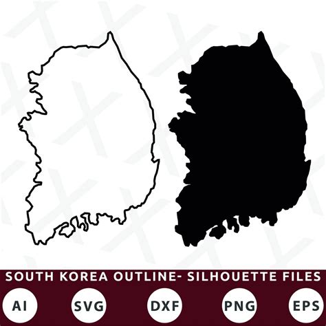 South Korea Svg South Korea Cut Files South Korea Outline Svg South