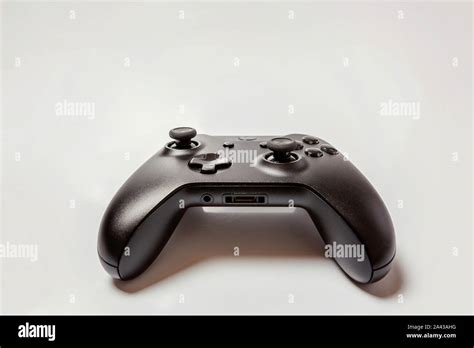 Black Joystick Gamepad Game Console Isolated On White Background Computer Gaming Technology