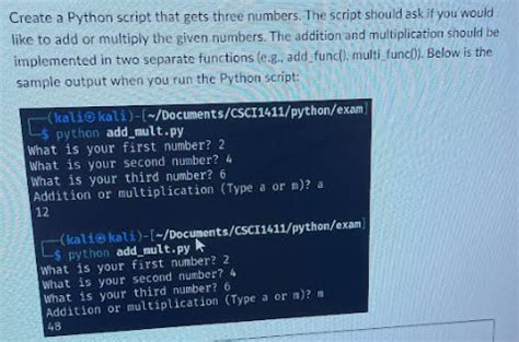 Solved Create A Python Script That Gets Three Numbers The Chegg