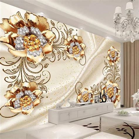 Купить Фото обои золотые украшения цветок 3d гостиная спальня ТВ фон