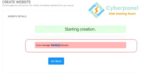 Cyberpanel Error Blacklisted Domain Hatas Ve Z M Story Bili Im