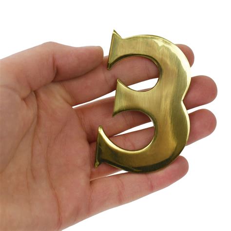 3 Self Adhesive Solid Brass Numbers Black Country Metalworks