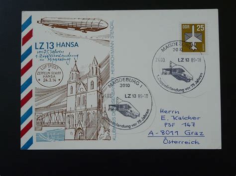 History Of Aviation Zeppelin Commemorative Postcard Ddr 1989 Europe