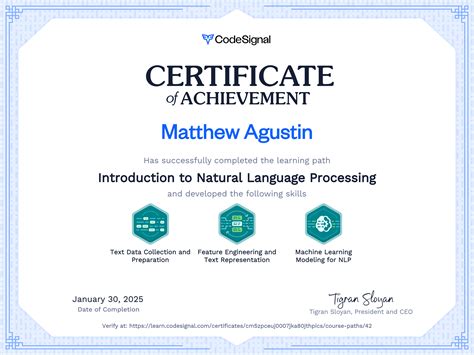 Path Certificate For Introduction To Natural Language Processing