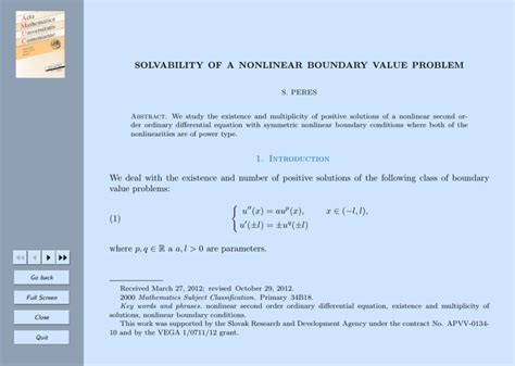 Solvability Of A Nonlinear Boundary Value Problem